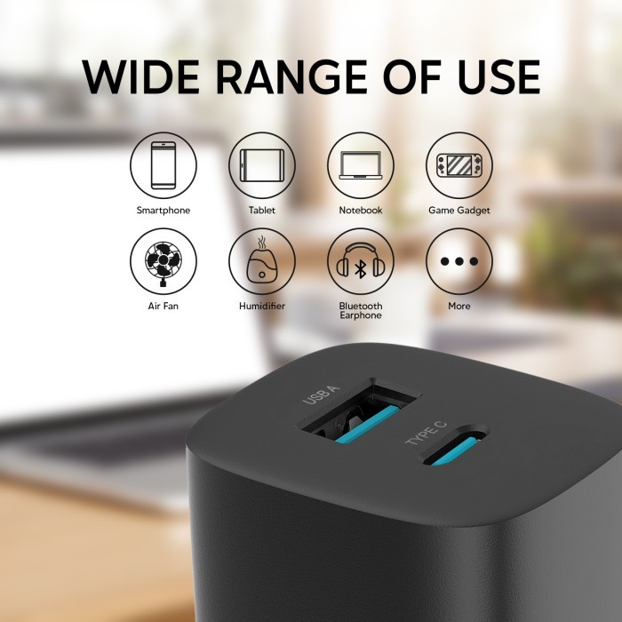 Jual Uneed Mini Gan Charger Dual Port 33W Pd 3.0 Pps Qc 4.0 Fcp ...