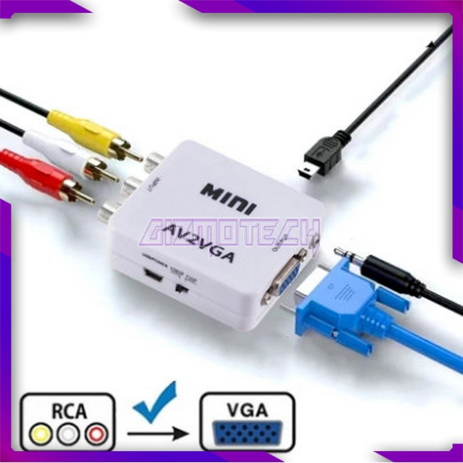 Jual CONVERTER RCA / AV TO VGA BOX MINI - Gizmotech | Shopee Indonesia