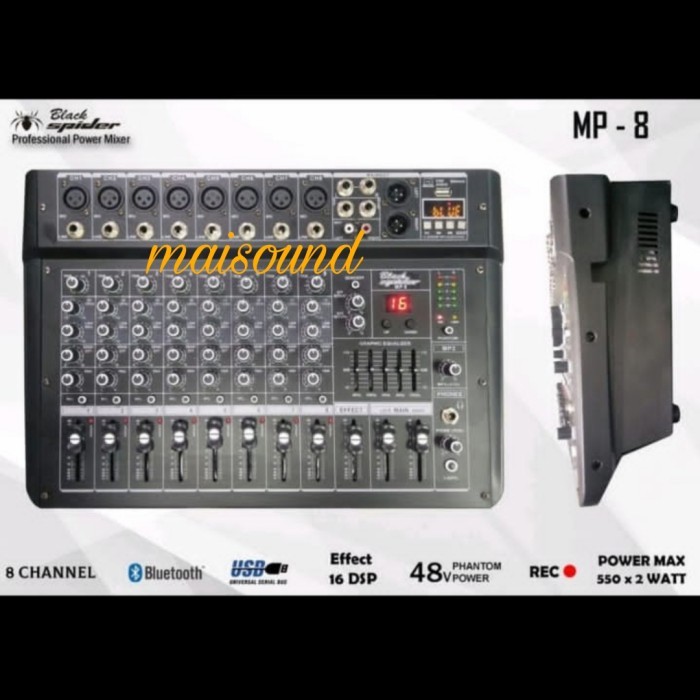 Jual POWER MIXER BLACK SPIDER MP 8 POWER BLACKSPIDER MP8 8 CHANNEL ORI ...