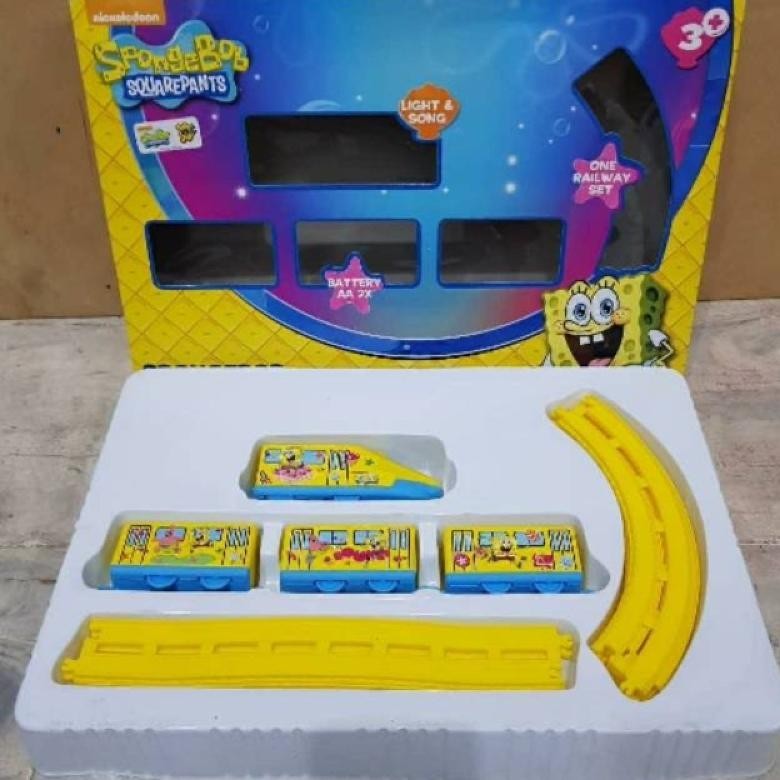 Jual YBW-2429 mainan kereta api spongebob train rel jalur track baterai box gerbong alur Premium ...