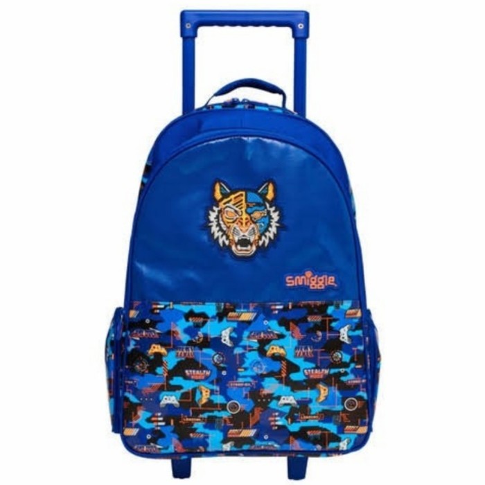 Jual Smiggle Hey There Attachable Trolley Backpack Navy Tiger Original ...