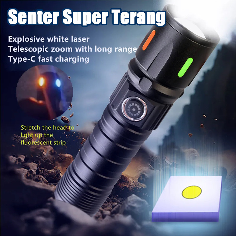 Jual Ready stock Senter LED Super Terang Jarak Jauh Super Terang Emergency Senter Tahan Air Type ...