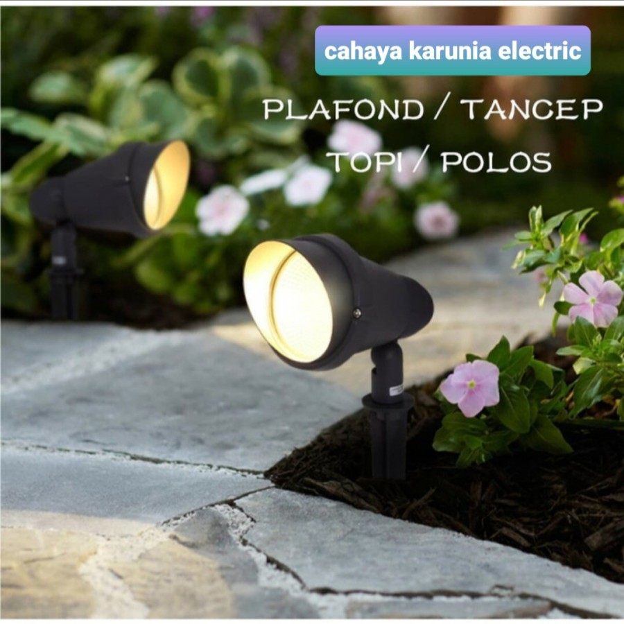 Jual Lampu taman / kap lampu taman par 38 E27 body hitam model topi ...