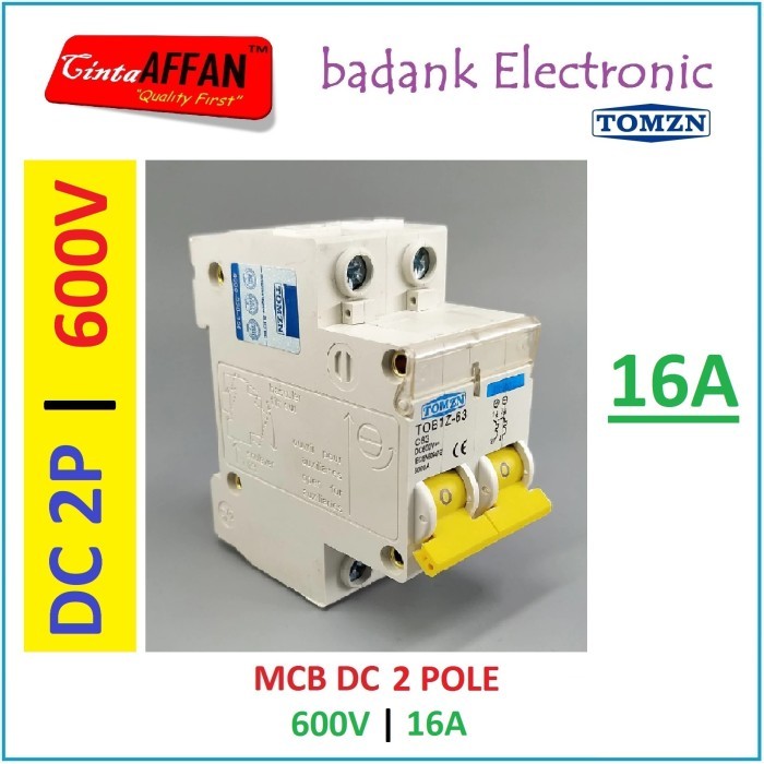 Jual 16A - TOMZN MCB DC 2P 600V C16 16A Circuit Breaker Solar Panel Surya | Shopee Indonesia
