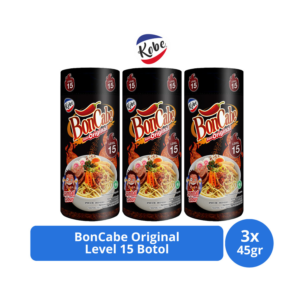 Jual Kobe BonCabe Original Level 15 Botol 45gr x 3 pcs | Shopee Indonesia