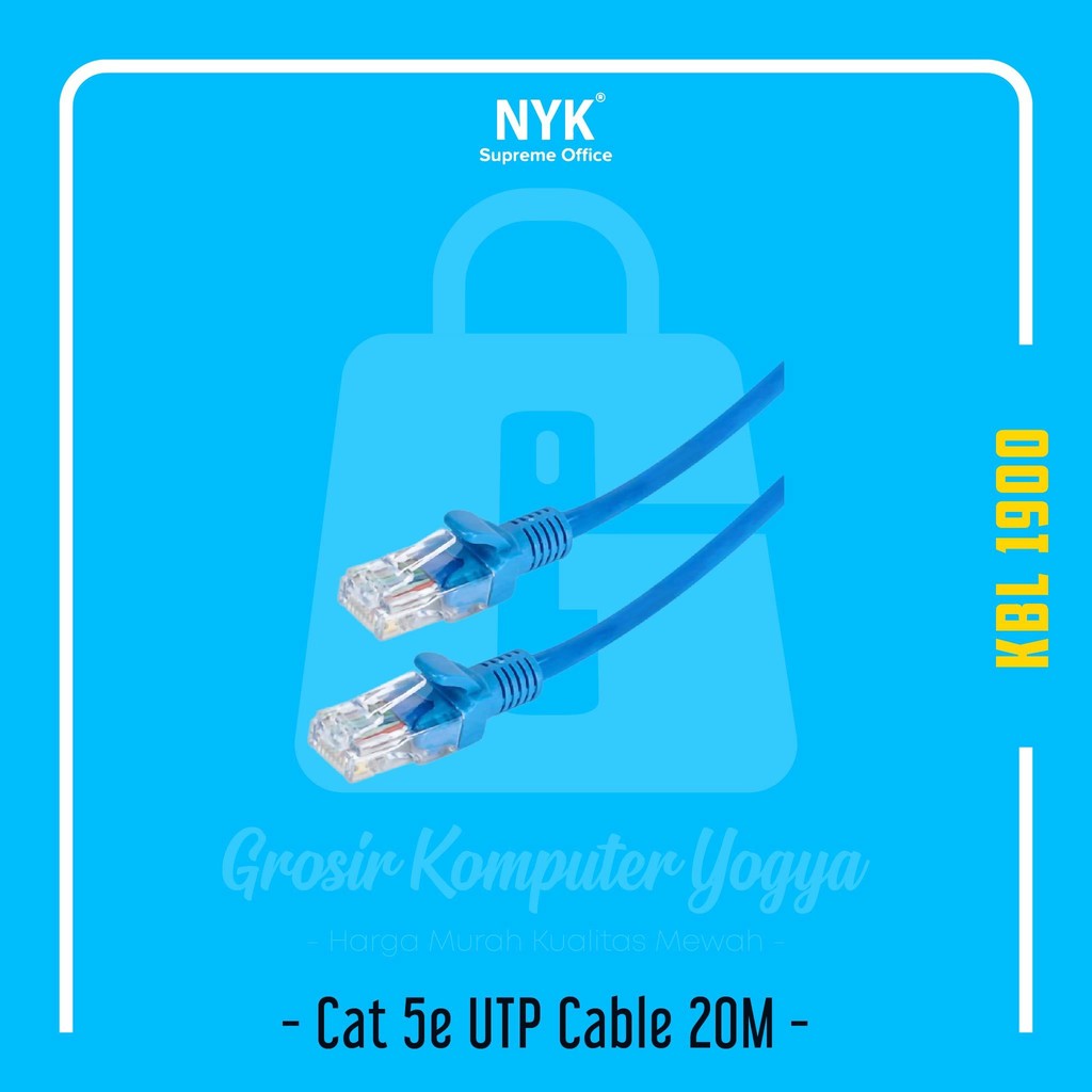 Jual NYK Cat5 Cat 5e UTP Straight-Through Ethernet Cable Kabel LAN - 20M | Shopee Indonesia