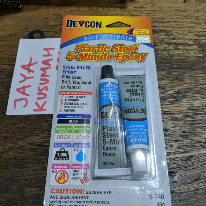 Jual Lem Devcon Plastic Steel 5 Menit Lem Besi Plastik Epoxy S-750 48g ...