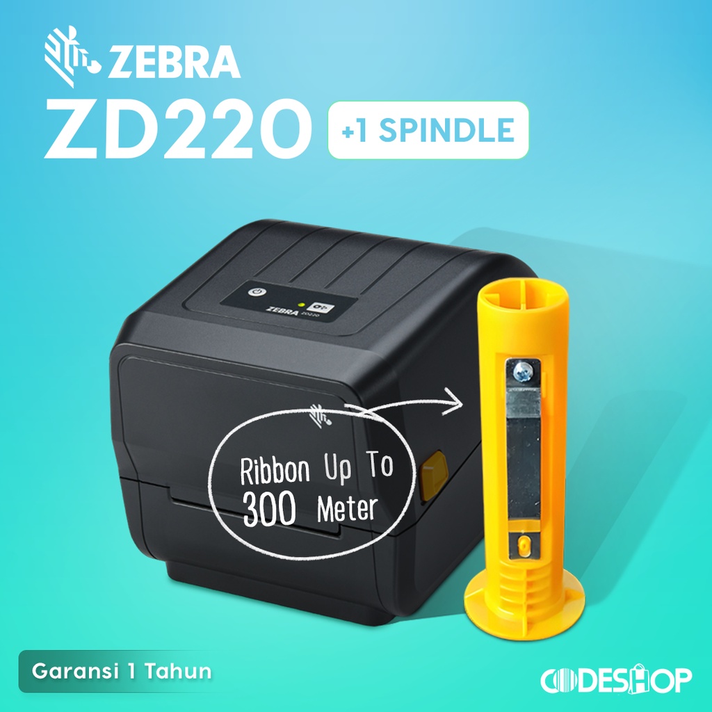 Jual Printer Resi Zebra ZD220 + 1 Spindle Kapasitas Ribbon 300 Meter ...