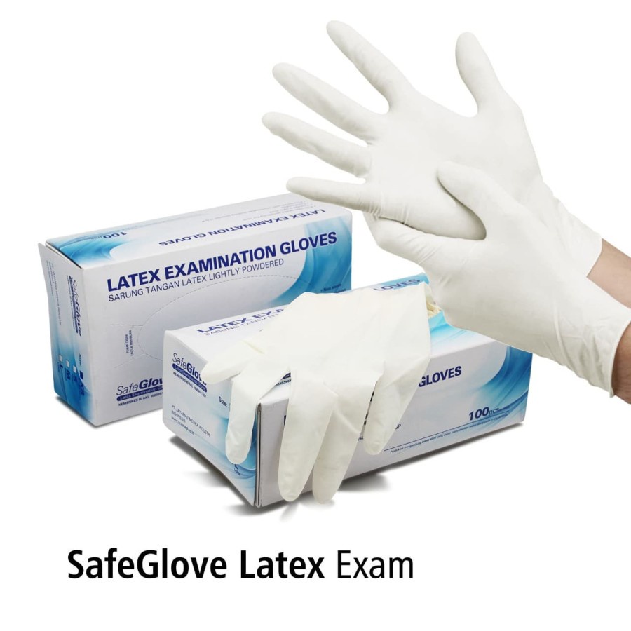 Jual Sarung tangan karet safe glove latex powder / hand gloves latex ...