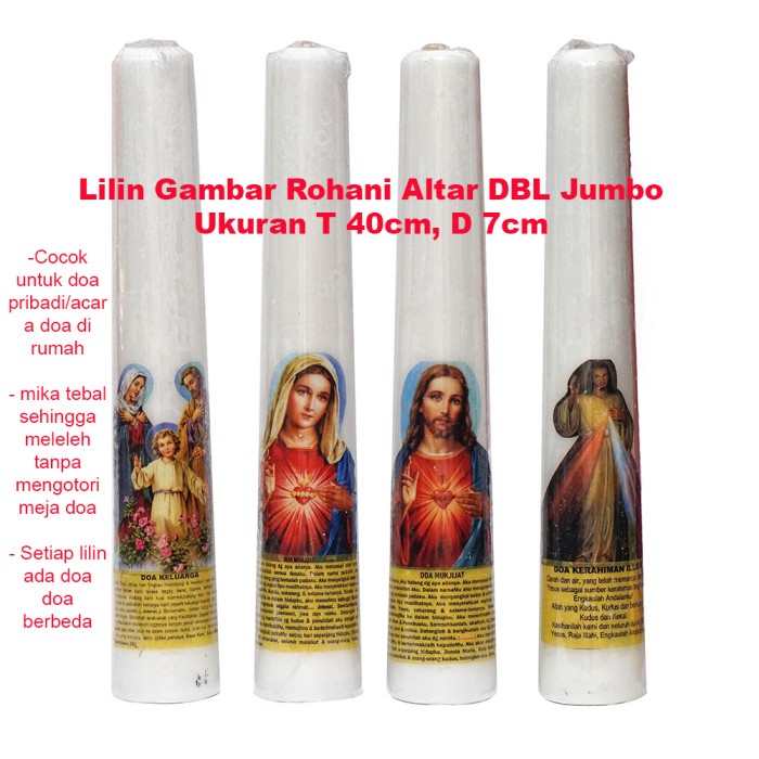 Jual Ready stok Lilin Putih Gambar Rohani Doa Misa Altar Gereja DBL ...