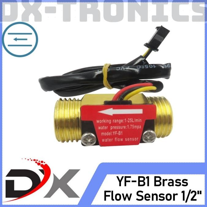 Jual Water Flow Sensor Brass G1/2 Aliran Air 1/2" in YF-B1 1-25L/min ...