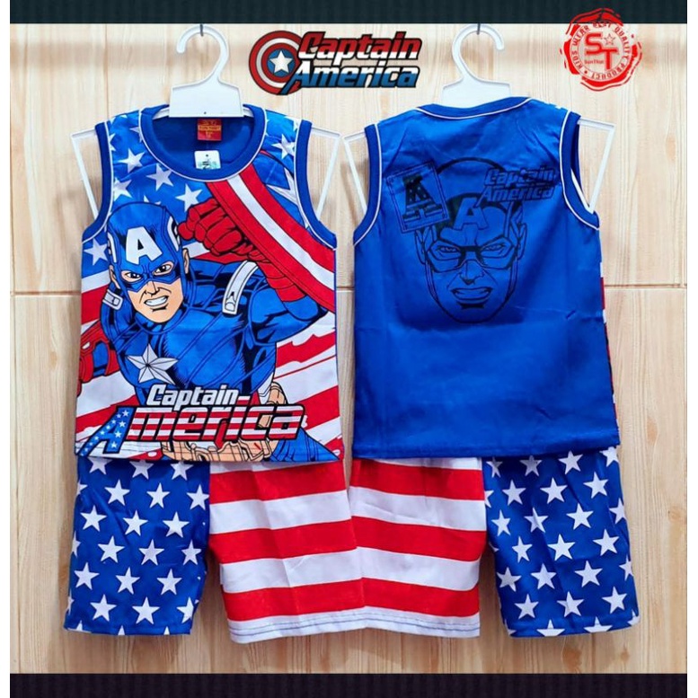 Jual kostum super hero captain Amerika (singlet dan celana pendek ...