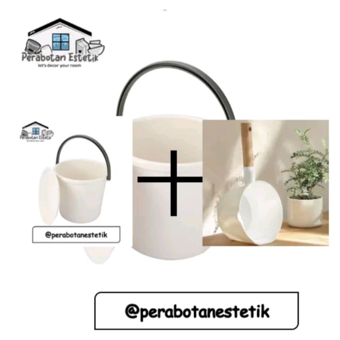 Jual Ember Putih IUIGA Minimalist Bucket Lid minimalis & Gayung ...