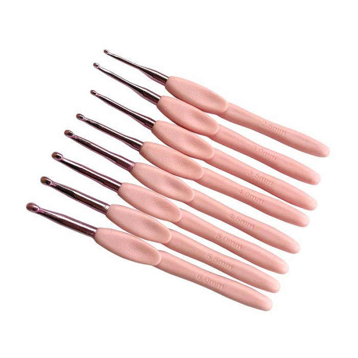 Jual HAKPEN / ALAT RAJUT CROCHET HOOK PINK ERGONOMIC SET | Shopee Indonesia