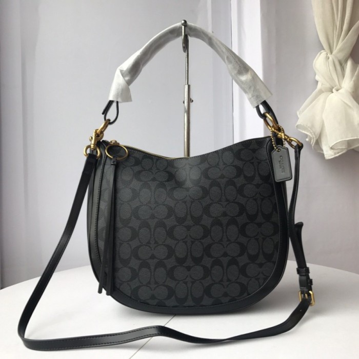Jual TAS COACH sutton hobo in signature canvas Black Coach 100% ...