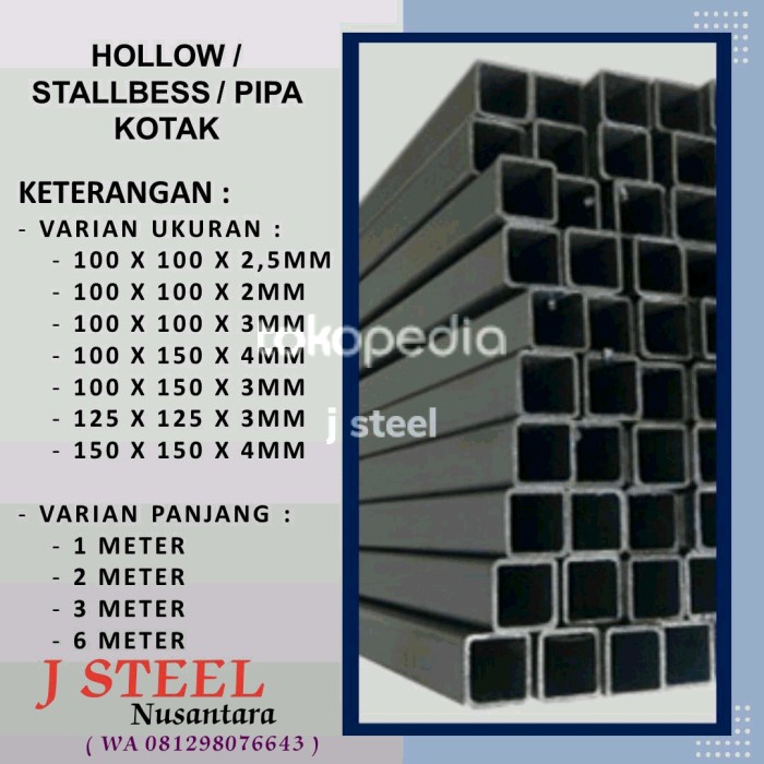 Jual Bestseller Besi Hollow 100 X 100 X 3 Mm X 1800 Mm | Shopee Indonesia