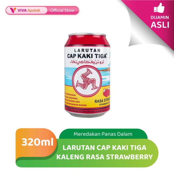 Jual Larutan Cap Kaki Tiga Kaleng Strawberry untuk Panas Dalam (320 ml) | Shopee Indonesia