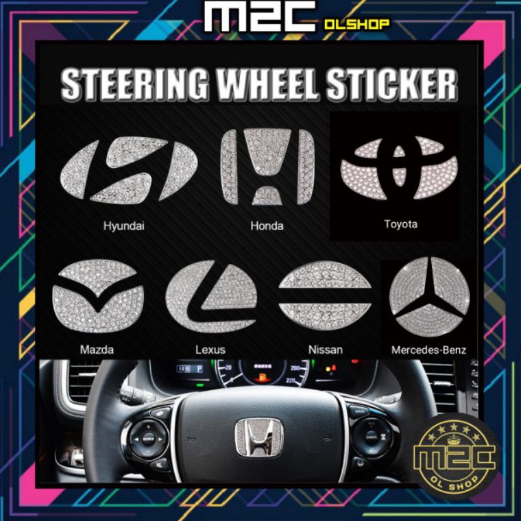 Jual dr Stiker Emblem Logo Stir Mobil Bling Car Steering Wheel Diamond ...