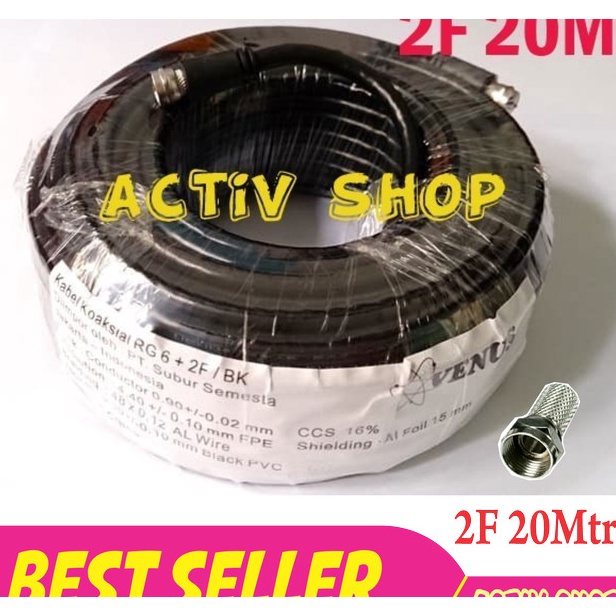 Jual New,, Kabel Venus RG6 Parabola + Jack Konektor F5 20 meter Coaxial | Shopee Indonesia