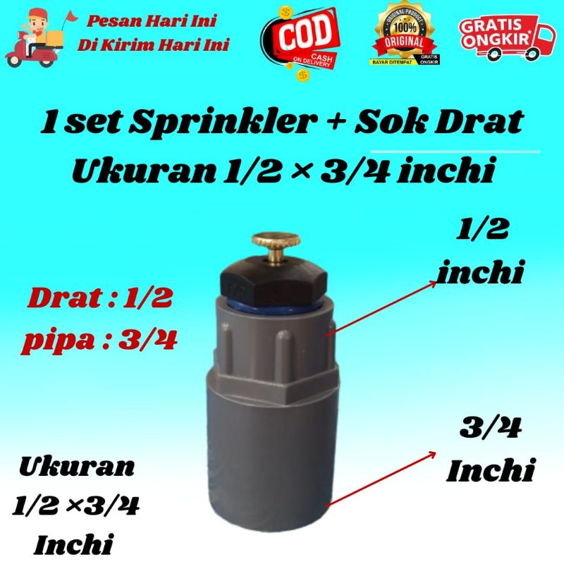 Jual 1 Set Sprinkler Pertanian Sprinkler Adjustable + Sok Drat Ukuran 1 ...