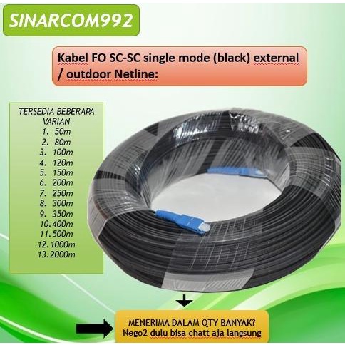 Jual Kabel FO Fiber Optic SC-SC Single mode 50M, 80M,100M, 120M, 150M ...