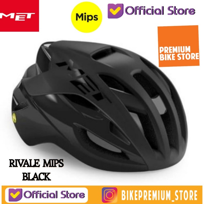 Jual Helm Sepeda Helmet Original Met Rivale Mips 2021 Road Black