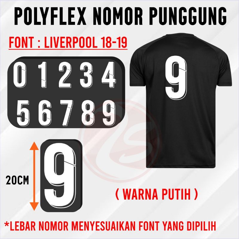 Jual Nomor PUNGGUNG satuan stiker angka sablon setrika satuan font ...