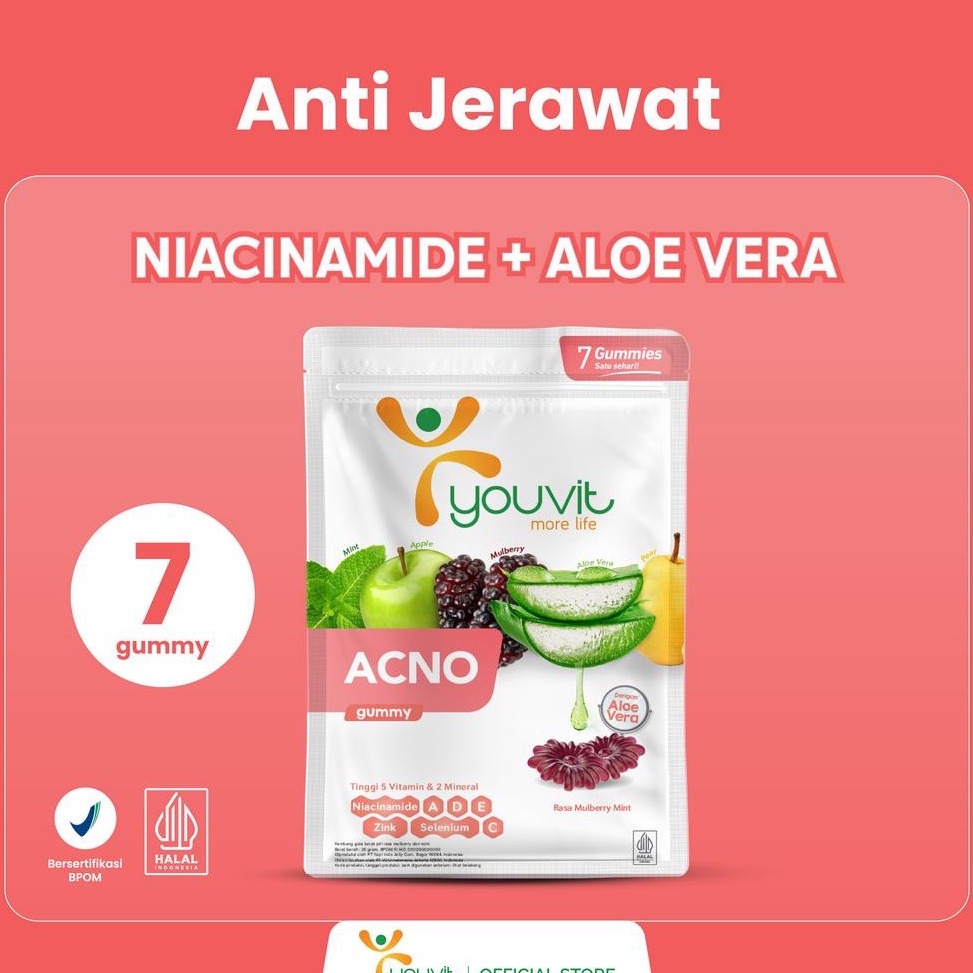 Jual VIRAL Niacinamide Gummy untuk Anti Jerawat | Youvit AcNO 7 Hari dengan Vitamin A ...