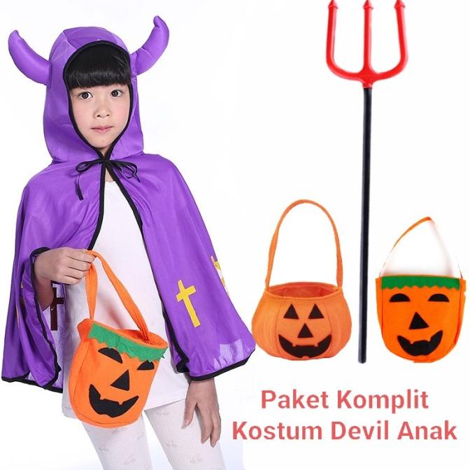 Jual Kostum Devil Jubah Ungu Cosplay Halloween Jaket Rompi Mantel ...