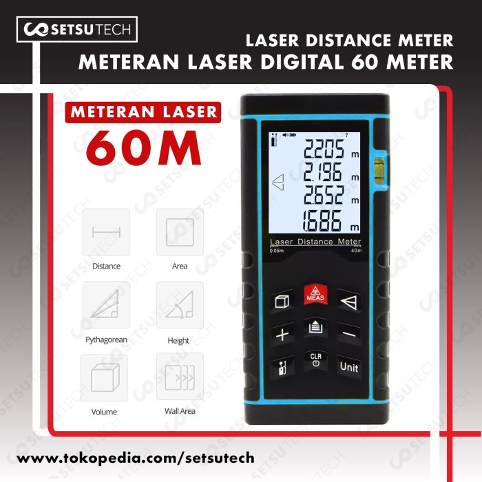 Jual 60m Laser Distance Meter / Meteran Laser Digital 60 meter ...