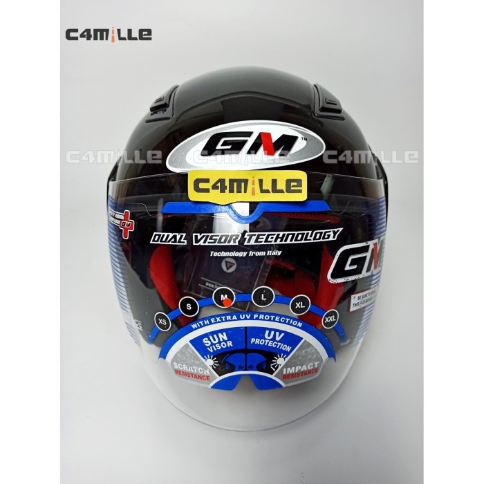 Jual Helm Gm Interceptor Double Visor Black | Shopee Indonesia