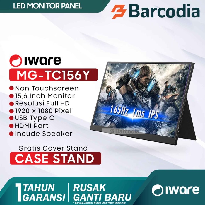 Jual Iware Premium Portable Monitor IPS 15.6 Inch TYPE-C HDMI FHD 1080p ...