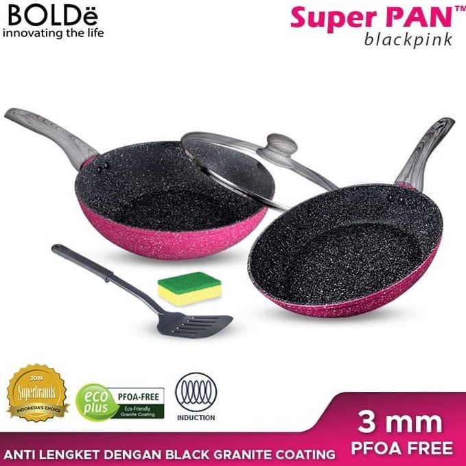 Jual BOLDe Wajan / Super Pan Set Granite Series Black Pink 5 Pcs ...