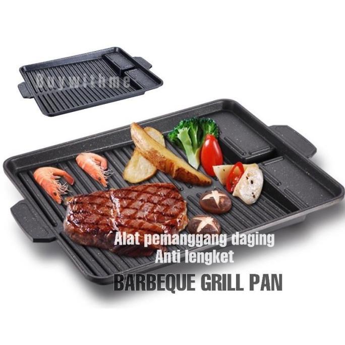 Jual Korean Grill Pan Yakiniku Barbeque Square Teflon + Kompor + Gas ...