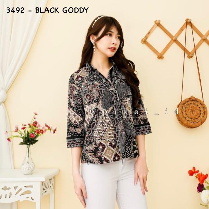 Jual Atasan batik wanita modern / baju batik syal leher kerah dasi ...