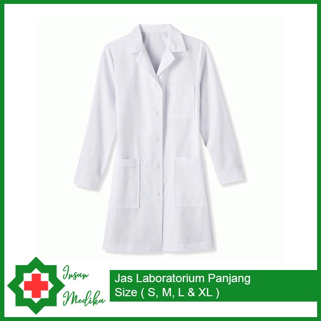 Jual Jas Laboratorium Jas Prakrikum Putih Lengan Panjang Size (S,M,L,XL ...