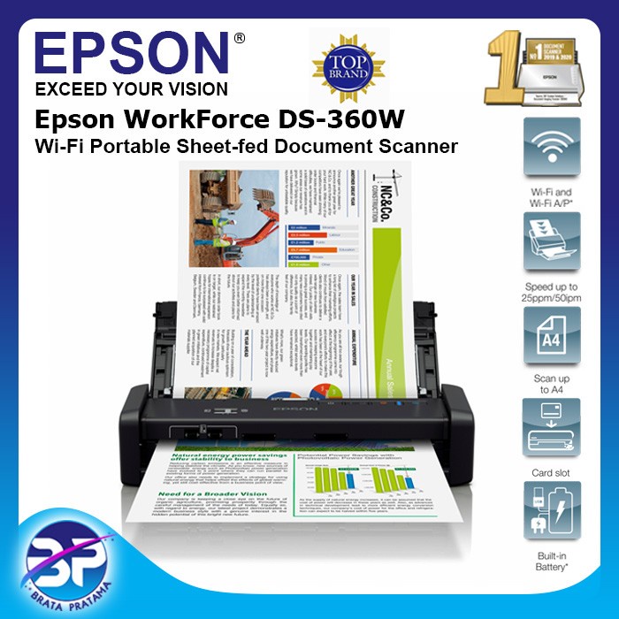 Jual Epson DS 360W WiFi Portable Document Scanner | Shopee Indonesia