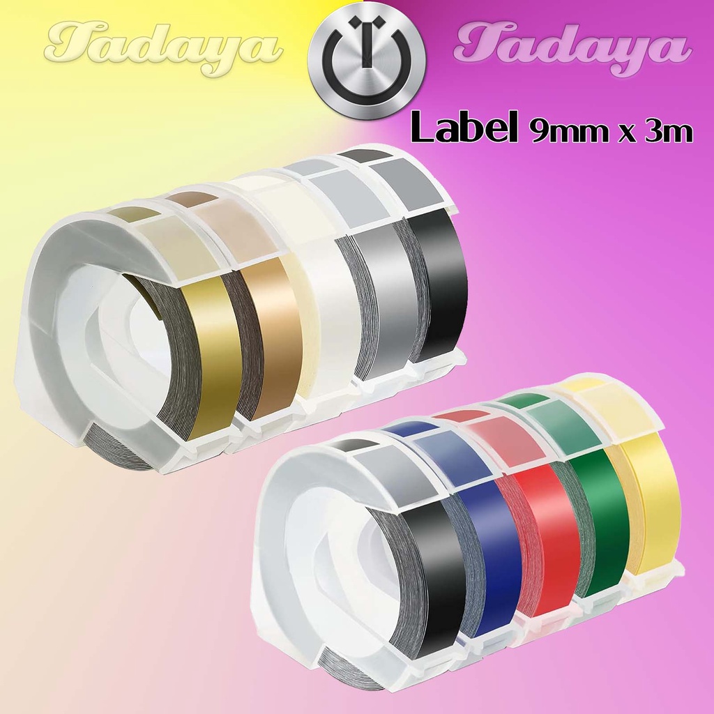 Jual Tape Label Dymo Motex Cidy Emboss 9mm x 3m Refill Warna Gold ...