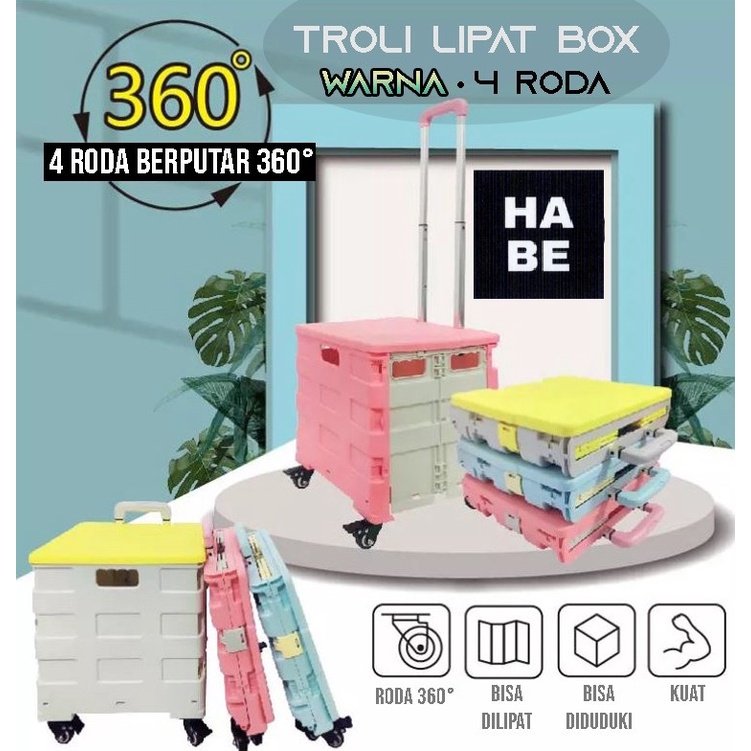 Jual Troli Keranjang Lipat 4 Roda 360 Derajat Folded Trolley Box ...