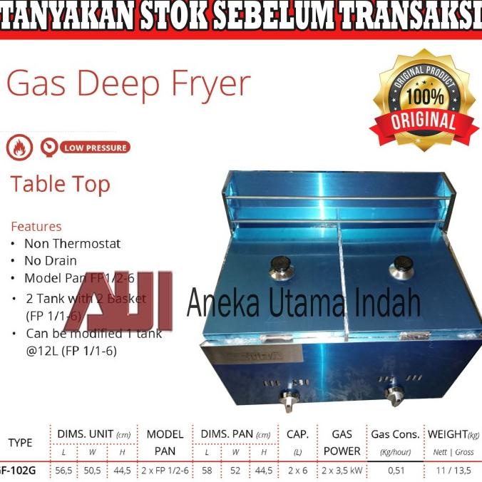 Jual Gas Deep Fryer Getra Gf 102G / Deep Fryer Gas 2 Tank Low Pressure ...