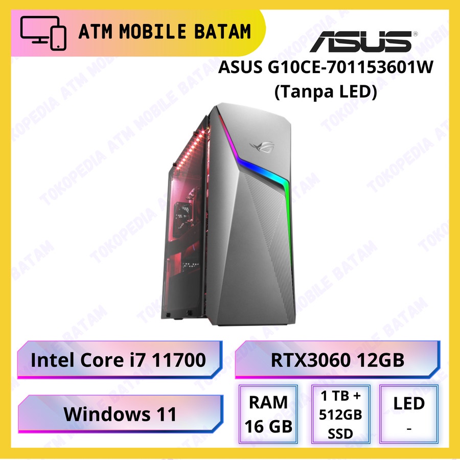 Jual ASUS ROG DESKTOP G10CE-701153601W i7-11700 16GB 1TB+512GB RTX3060 ...