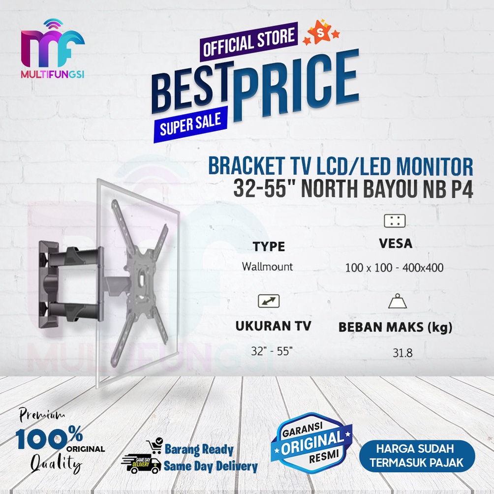 Jual 3.3 Brand BRACKET TV LCD/LED MONITOR 32-55" NORTH BAYOU NB P4 ...