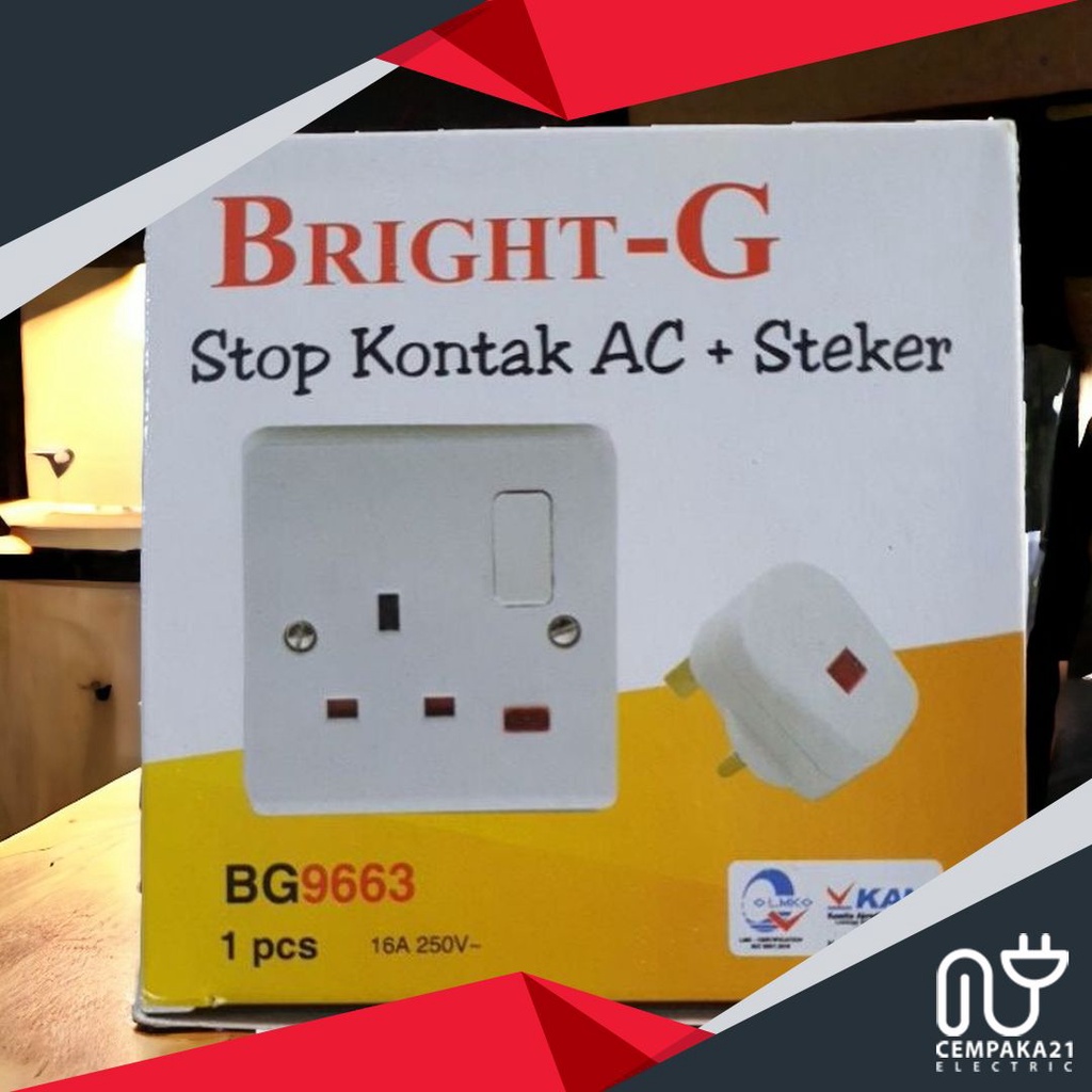 Jual Bright G Stop Kontak AC + Steker BG 9663 | Shopee Indonesia