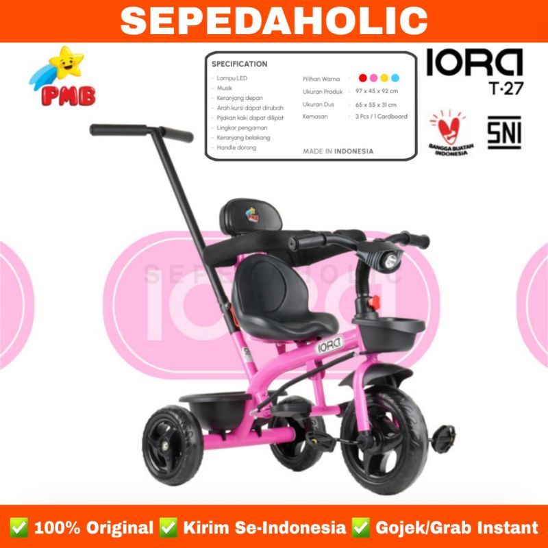 Jual Sepeda Roda 3 Tiga PMB IORA T27 / T 27 Stir Lampu Musik Tricycle ...