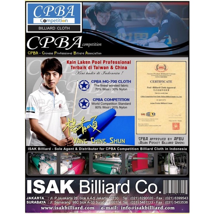 Jual Kain Laken 9-Ft Cpba Competition - Electric Blue - Billiard Biliar ...