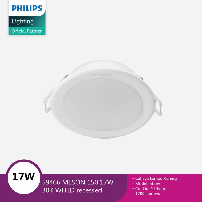 Jual Philips Downlight 59466 MESON 150 17W 30K WH ID Recessed Kuning ...