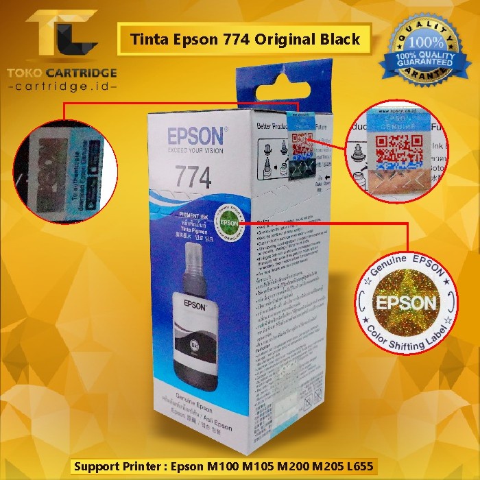 Jual Tinta Epson 774 Black Original / Tinta Pigmen T774 T7741 Pigment ...