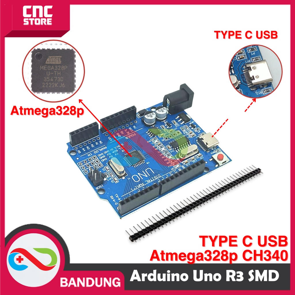 Jual ARDUINO UNO R3 ATMEGA328P SMD CH340 ATMEGA328P TYPE-C | Shopee ...