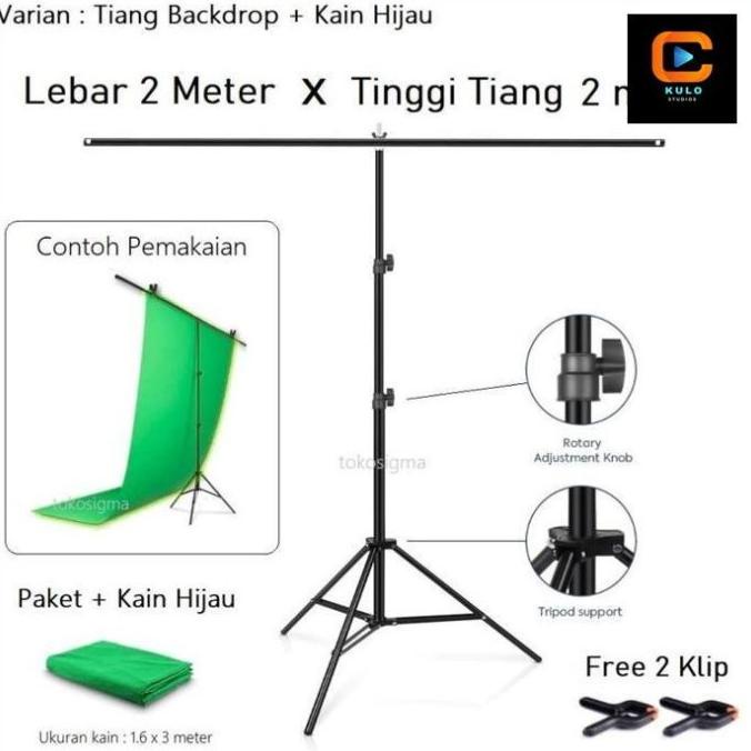 Jual New Tiang + Kain Green Screen 2X2M Stand Foto Studio Backdrop ...