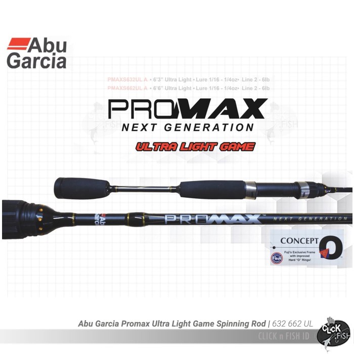 Jual Ori Abu Garcia Promax Ul Spinning Rod Pmax662Ul 2Lb-6Lb 198Cm - 2 ...